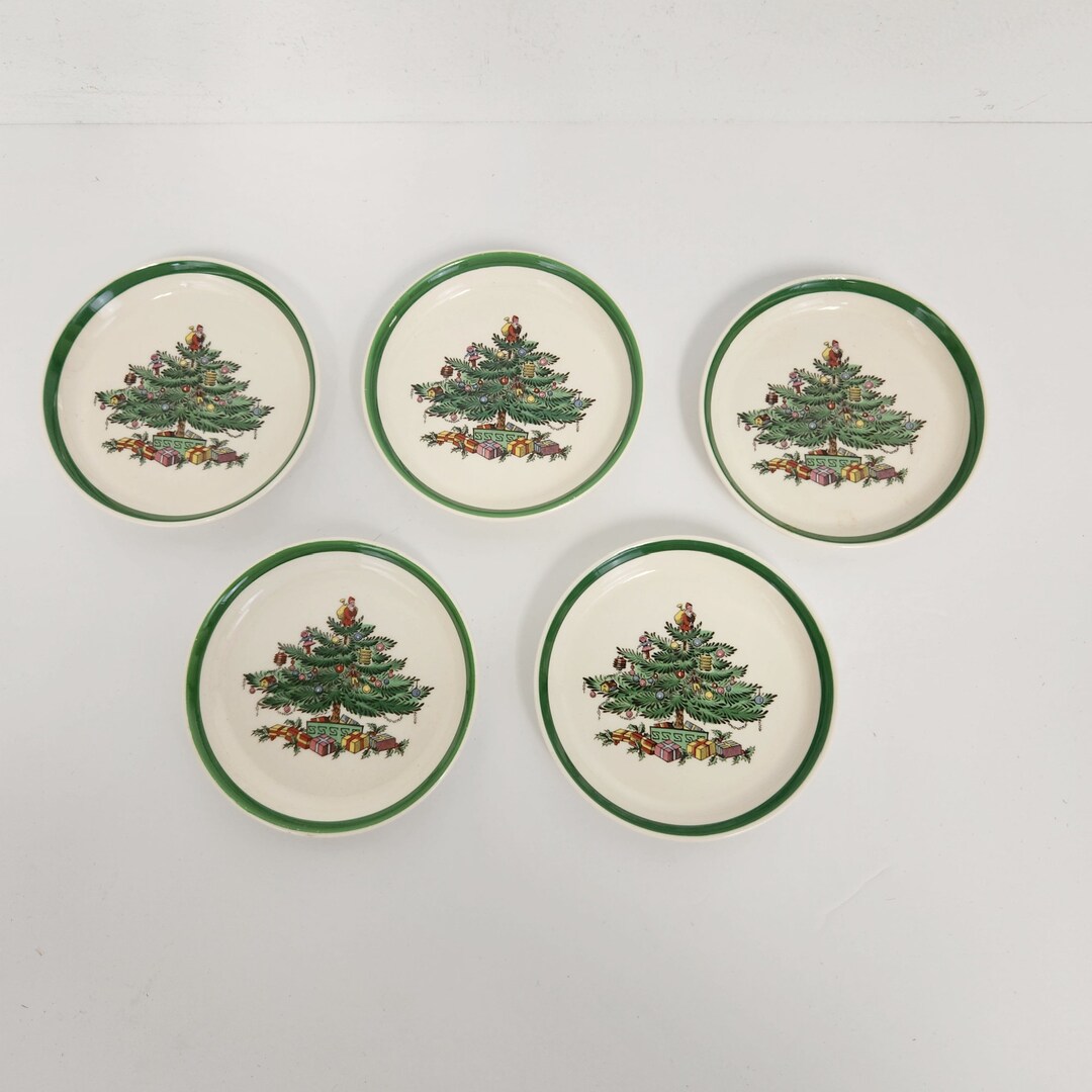 Vintage 1970's Spode Christmas Tree Patten Set of 5 Drink Coasters - Etsy