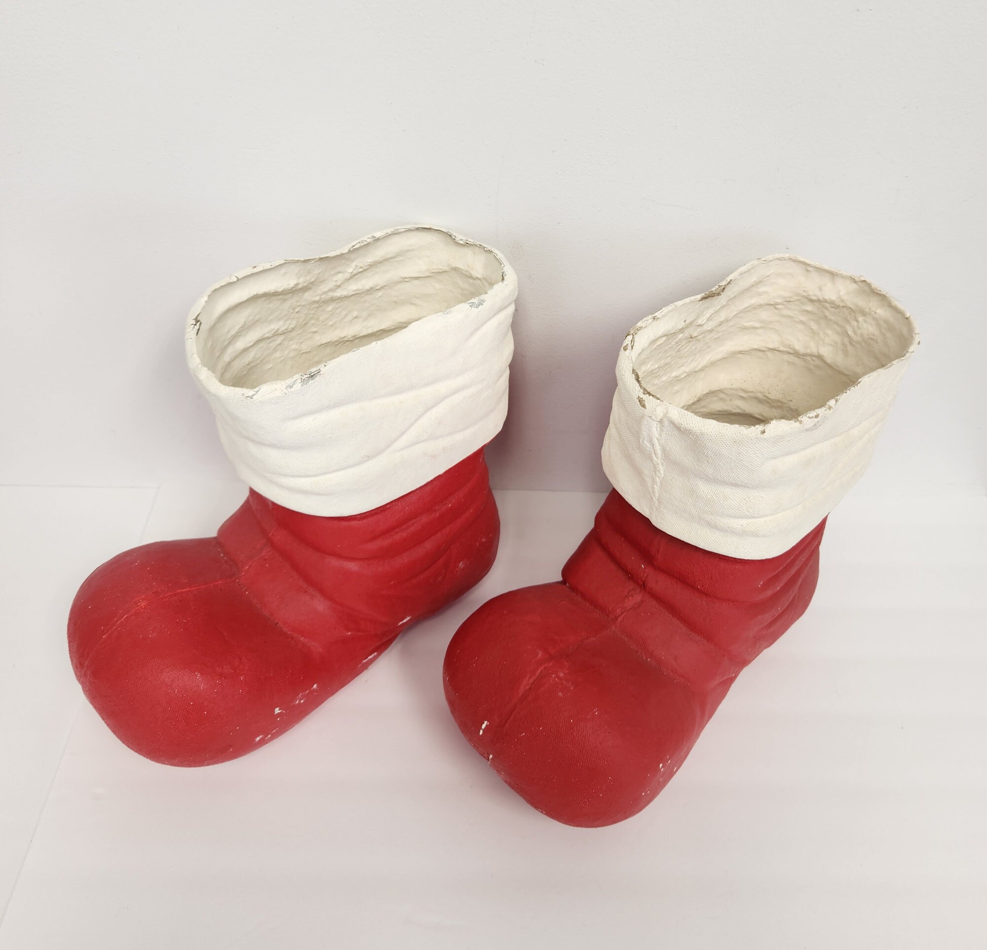 Vintage 1960's 70's Papier Mache Santa's X-large Red and White Holiday ...