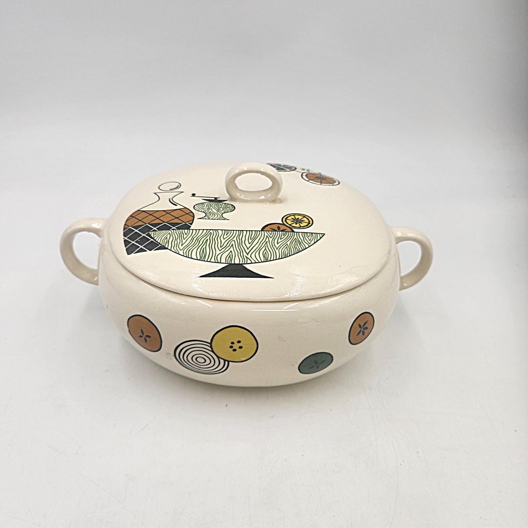 Mid Century Modern Crooksville Pottery Waldorf Covered Casserole Dish ...