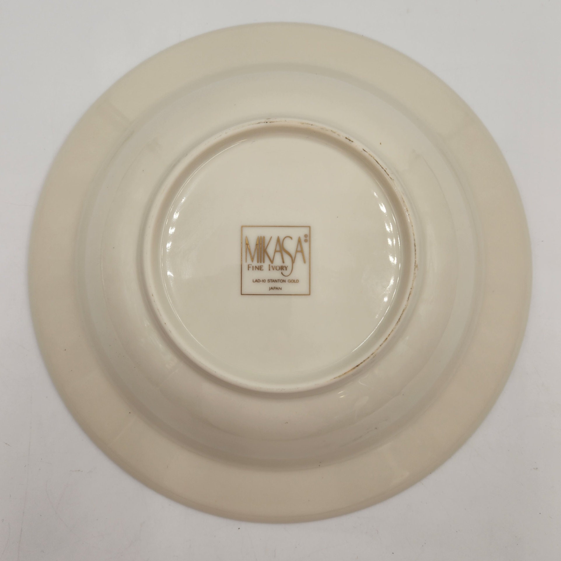 Vintage 1980's 90's Mikasa Stanton Gold LAD 10 Round Ivory and Gold ...