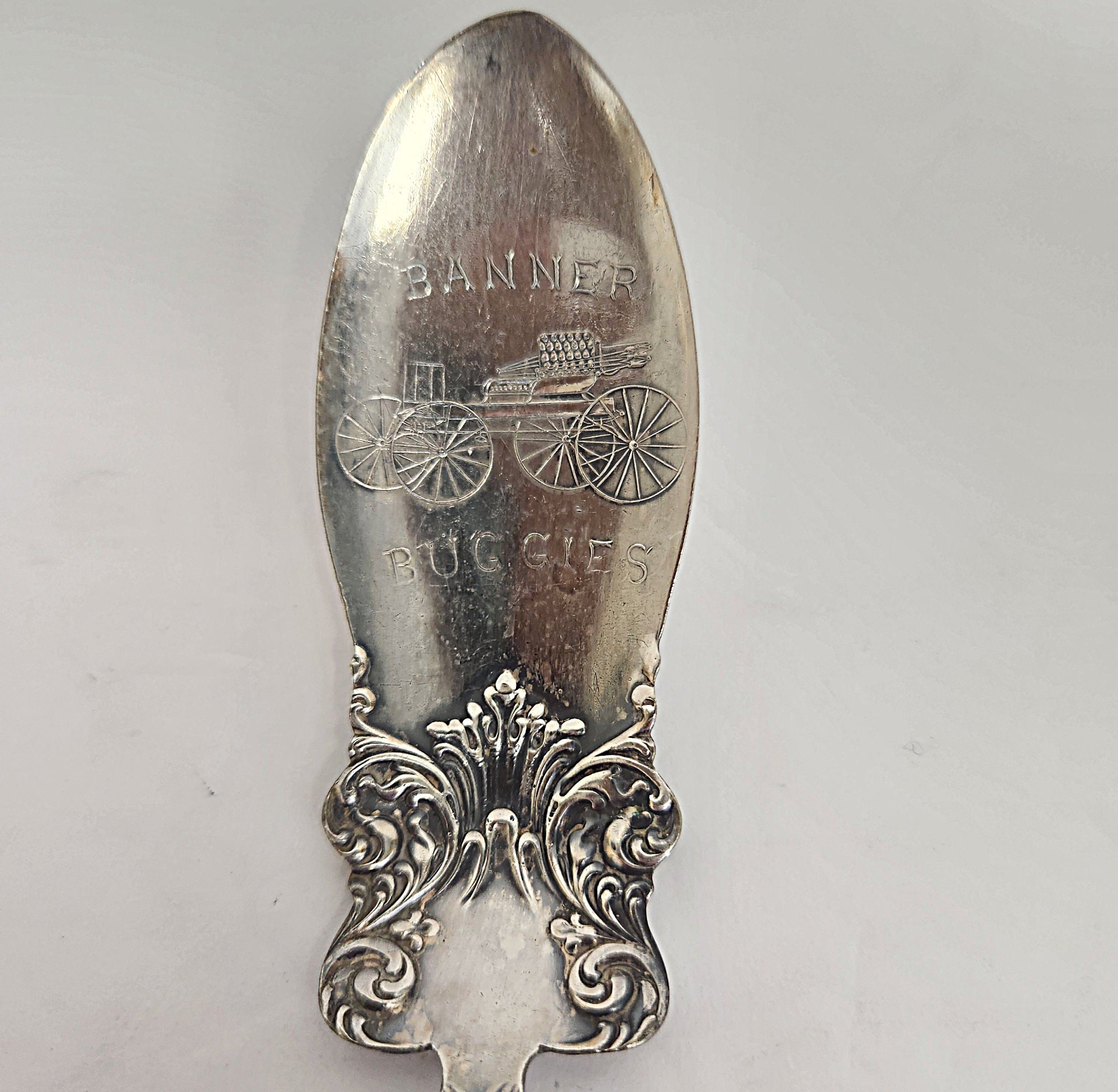 Vintage 1900's Elongated Silverplate Banner Buggies Serving Spoon 1904 ...
