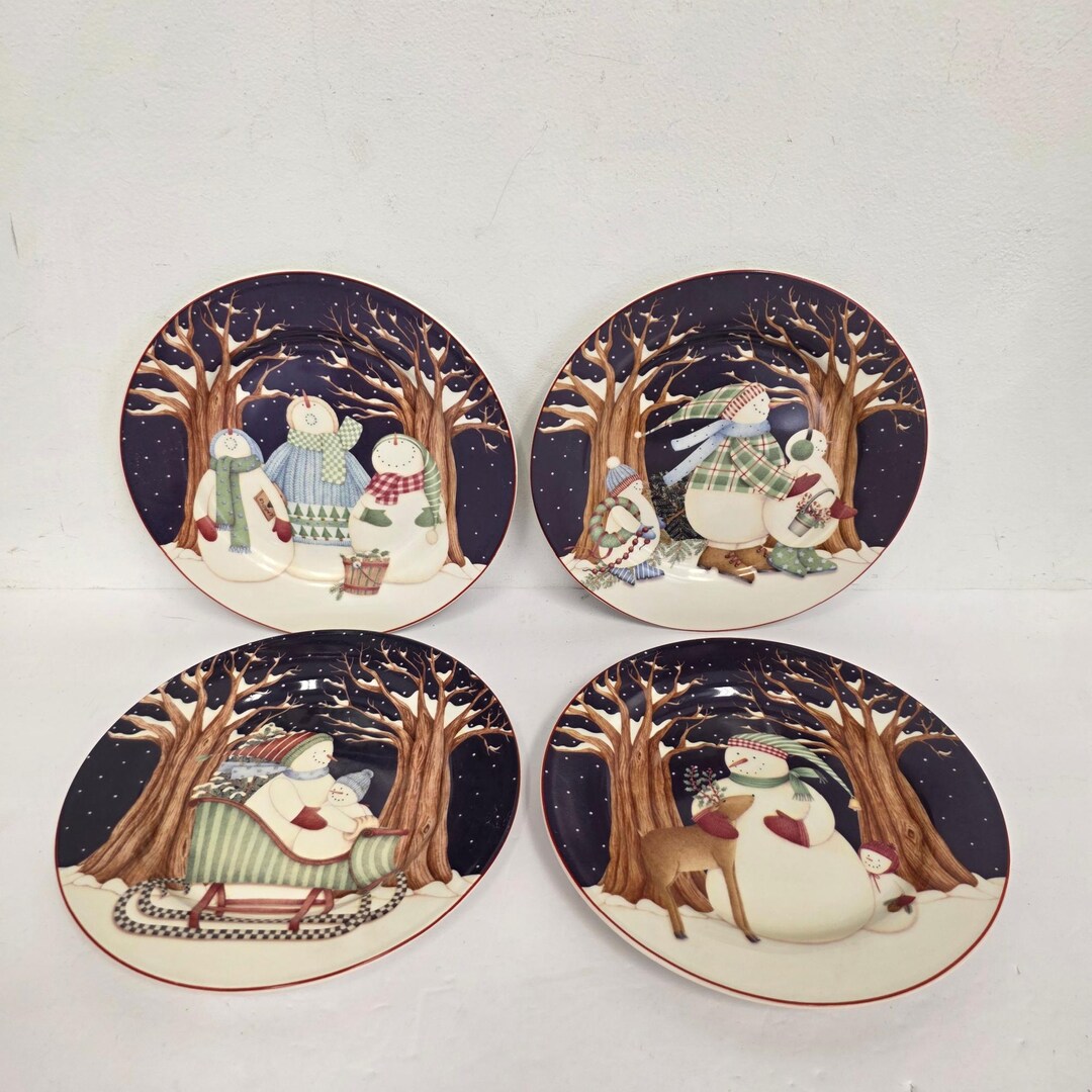Vintage Debbie Mumm by Zak Designs Set of 4 Winter Wonders Snowman ...