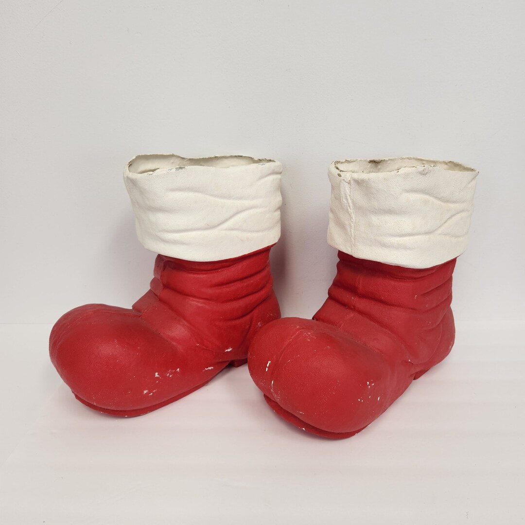 Vintage 1960's 70's Papier Mache Santa's X-large Red and White Holiday ...