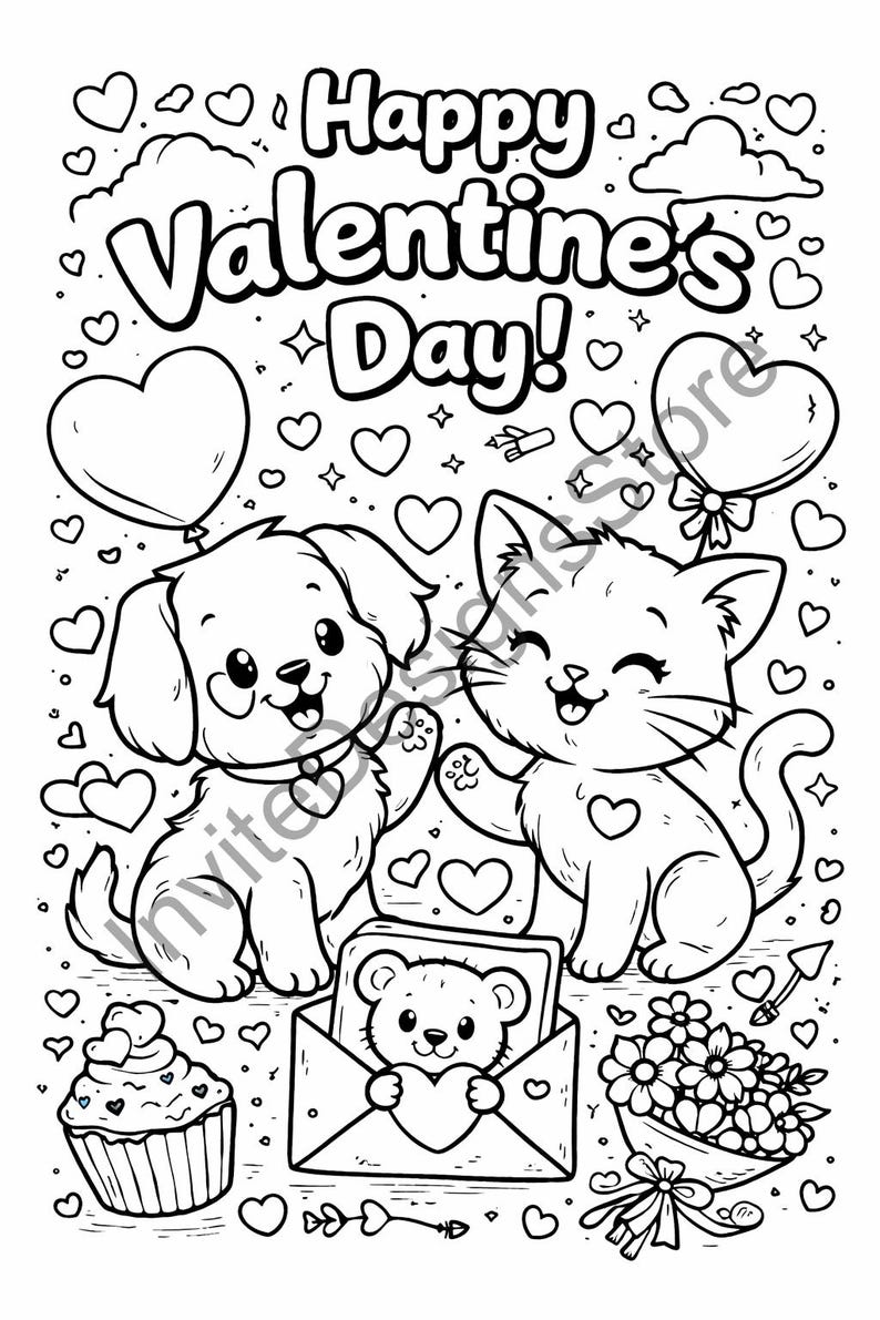 Valentine's Day Coloring Pages for Kids – Printable Love Designs (PDF ...