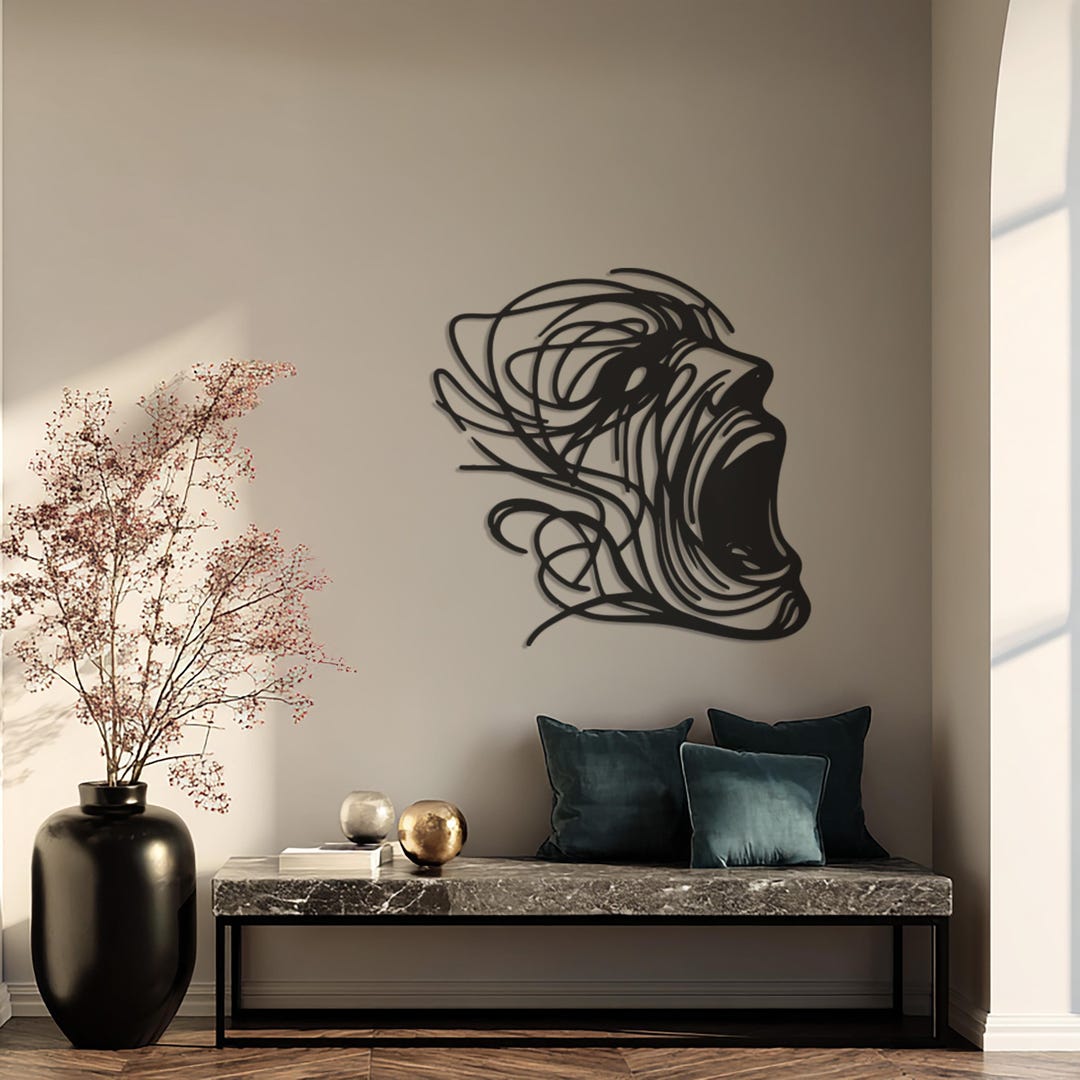 Screaming Face Metal Wall Art, Abstract Expressionist Design - Etsy