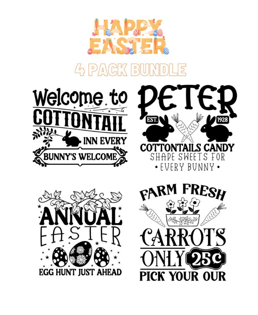 Joyeuses Pâques SVG Bundle, Pâques Svg Png Dxf Pdf Eps, lapin de Pâques ...