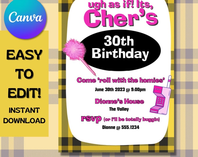 Clueless Birthday Invitation - Etsy