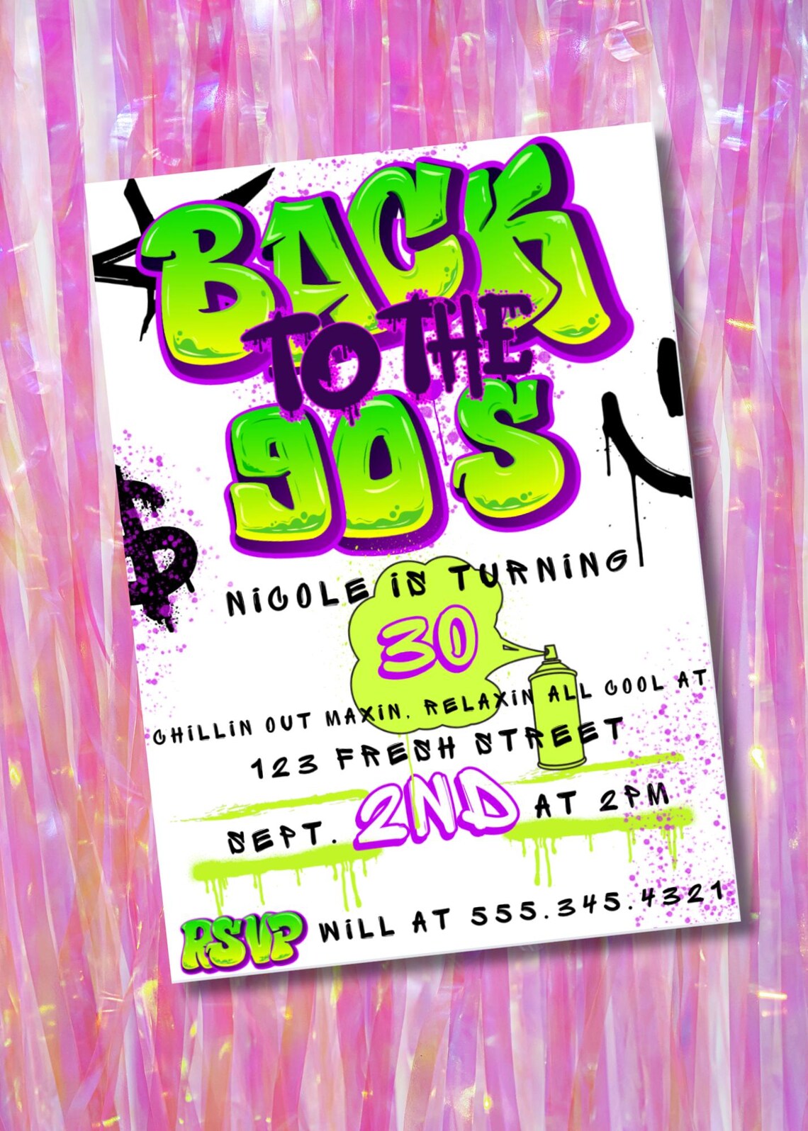 90s Party Invitation Template - Etsy