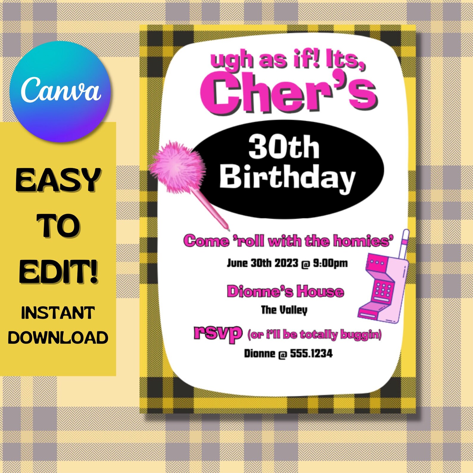 Clueless Birthday Invitation - Etsy