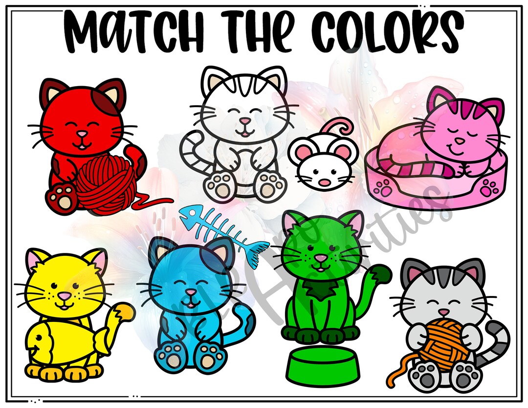 Color Matching Cats Activity Mat - Etsy