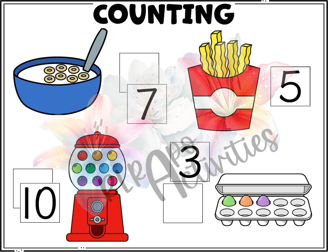 Counting Activity Mats Bundle - Gumballs, French Fries, Marshmallows ...