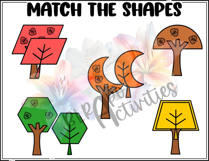 Match the Shapes - Trees & Leaves - Etsy