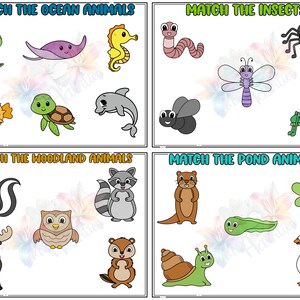 Match the Animals Activity Mats Bundle - Zoo/farm/ocean/insects ...