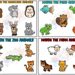 Match the Animals Activity Mats Bundle - Zoo/farm/ocean/insects ...