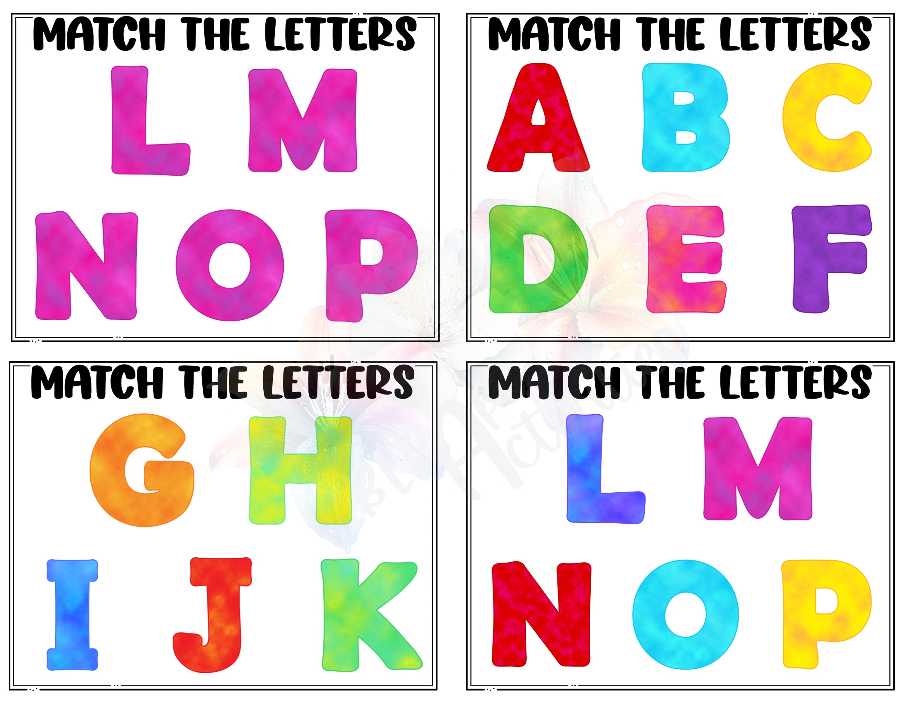 Alphabet Letters Matching Activity Mats - Uppercase Letters A-Z ...