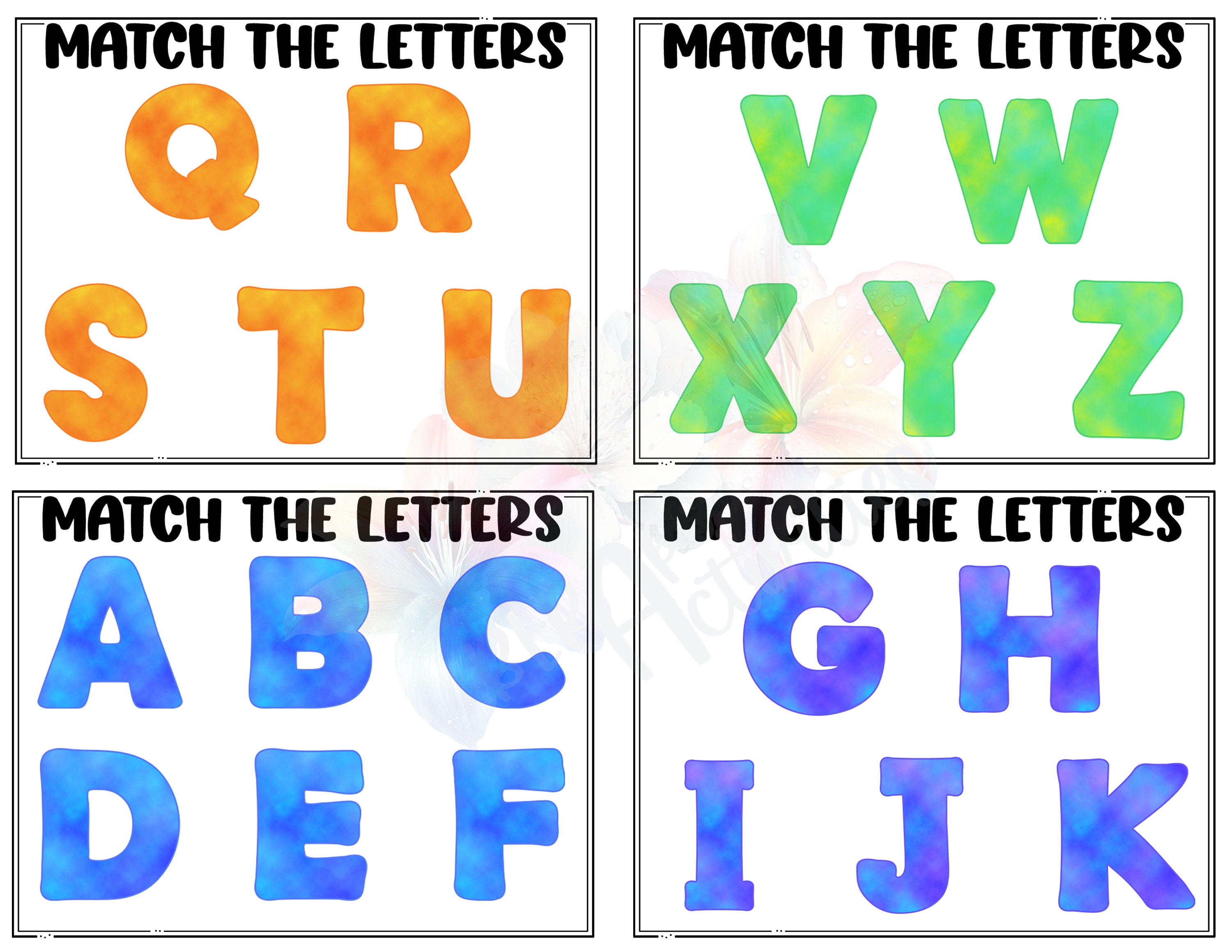Alphabet Letters Matching Activity Mats - Uppercase Letters A-Z ...