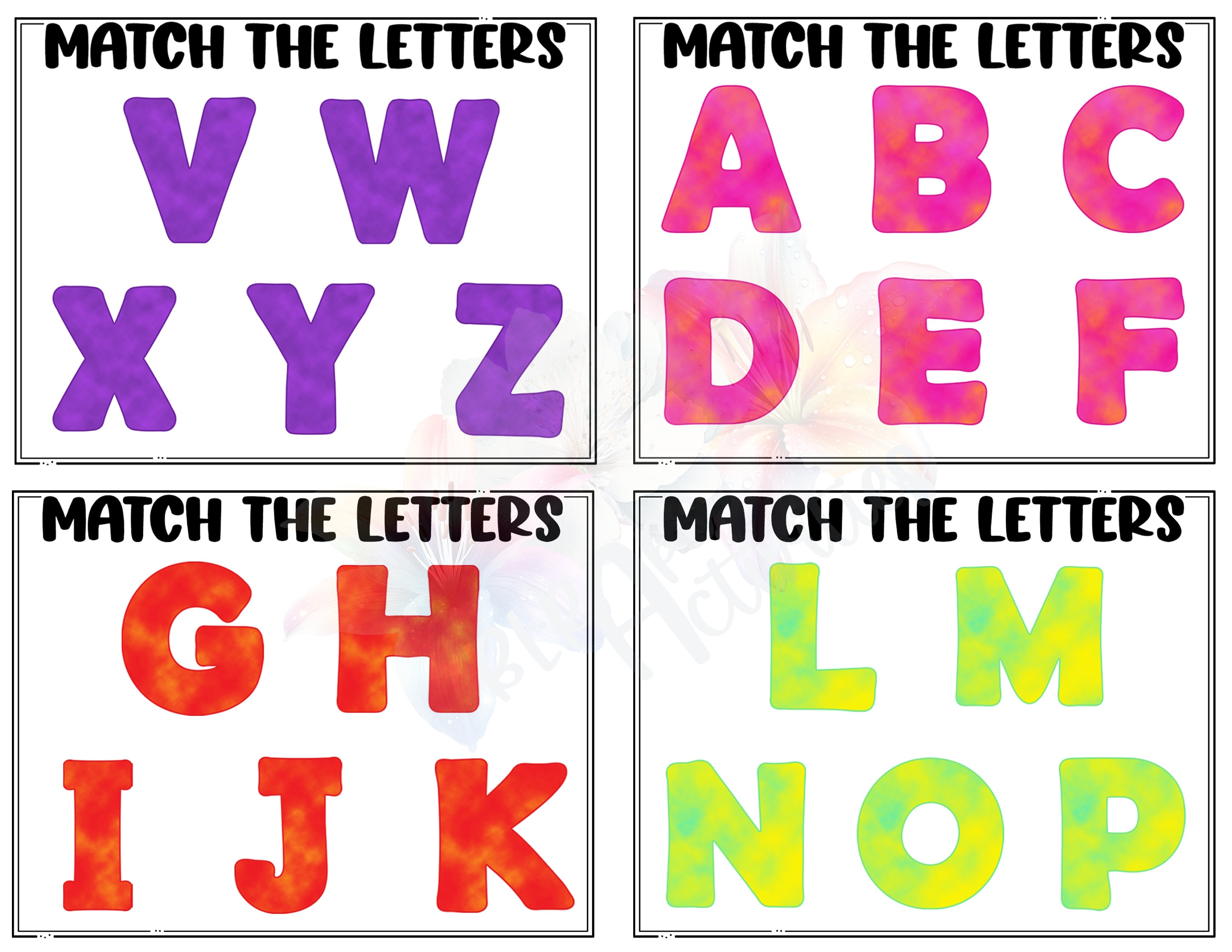 Alphabet Letters Matching Activity Mats - Uppercase Letters A-Z ...
