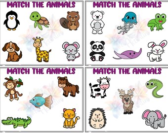 Match the Animals Activity Mats Bundle - Zoo/farm/ocean/insects ...