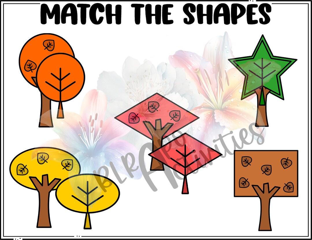 Match the Shapes - Trees & Leaves - Etsy