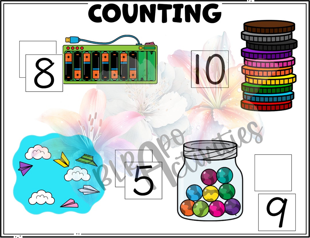 Counting Activity Mats Bundle - Batteries, Coins, Marbles, Petals ...