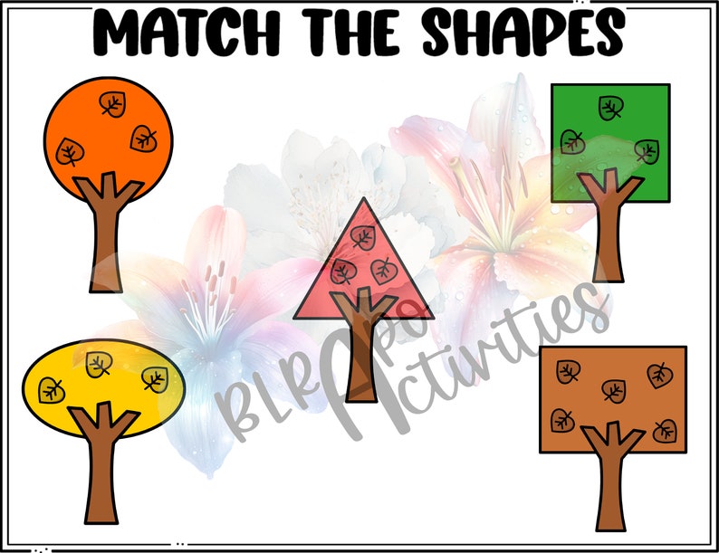 Match the Shapes - Trees & Leaves - Etsy