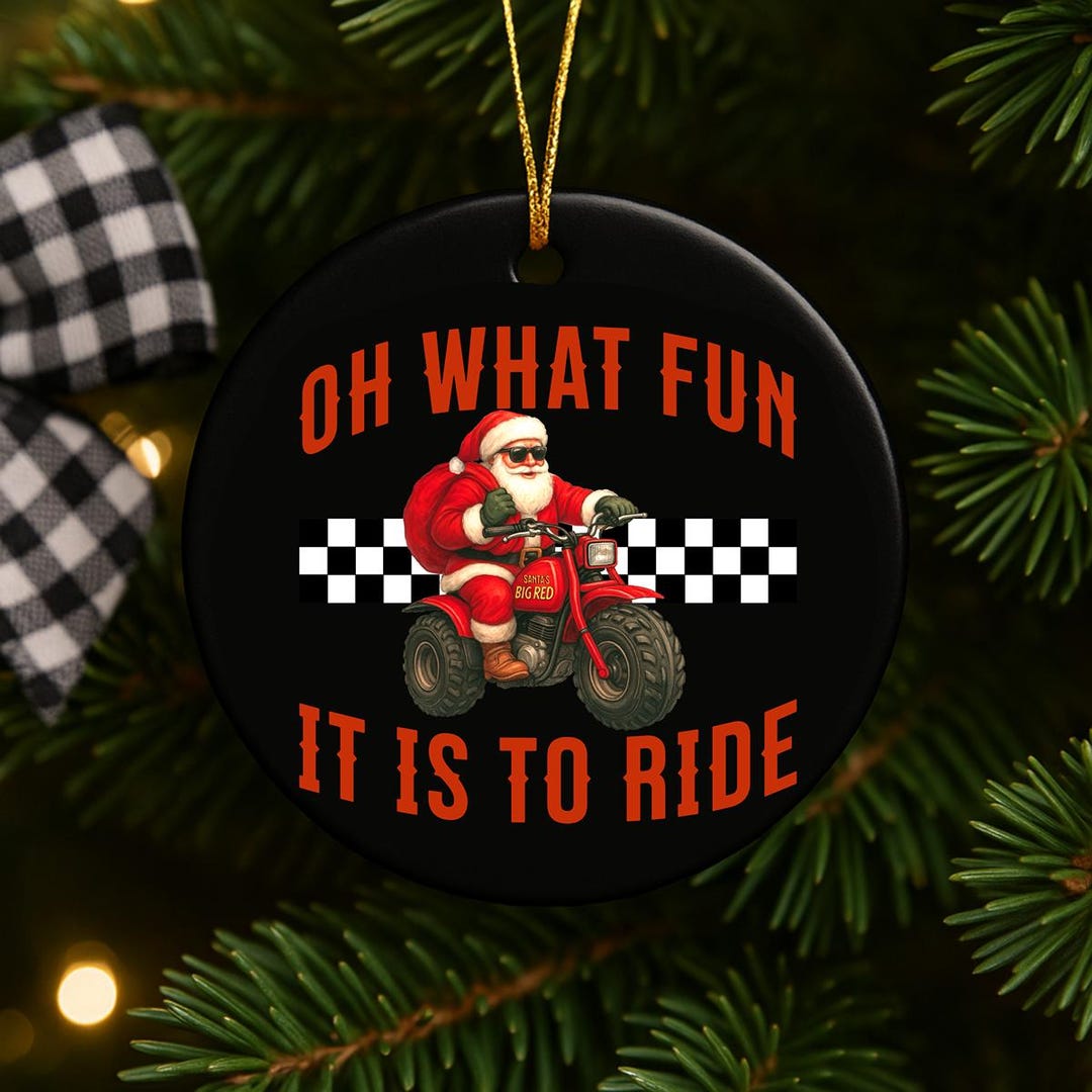 Santa's 3 Wheeler Ceramic Christmas Ornament - Etsy