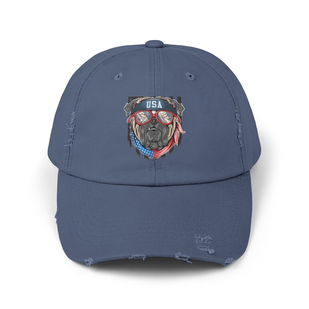 USA Bulldog Independence Day I Dog USA Flag Adjustable Hat I Bulldog ...
