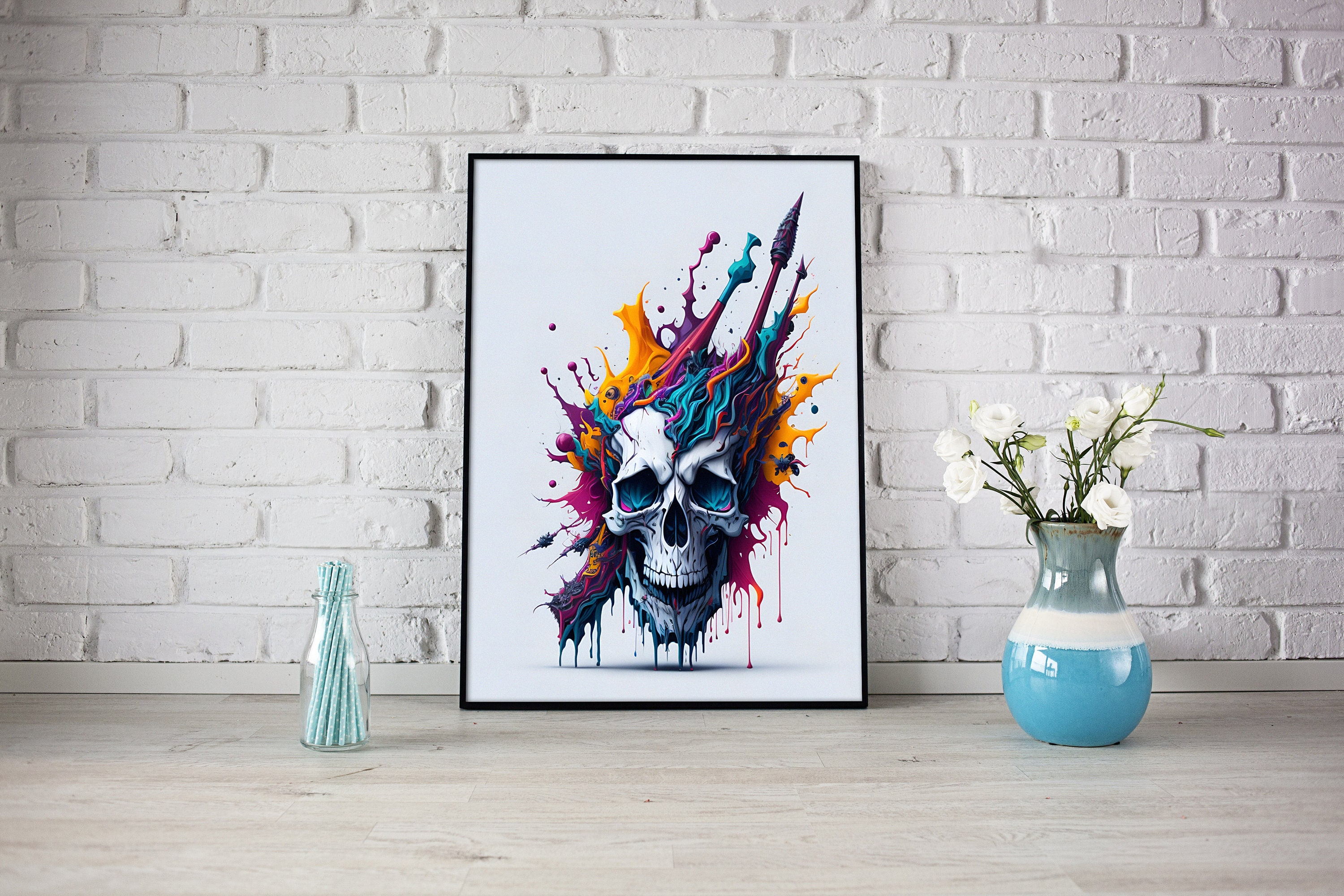 Skull Wall Art, Skull Prints Art, Printable Wall Art, Gothic Art, Skull ...