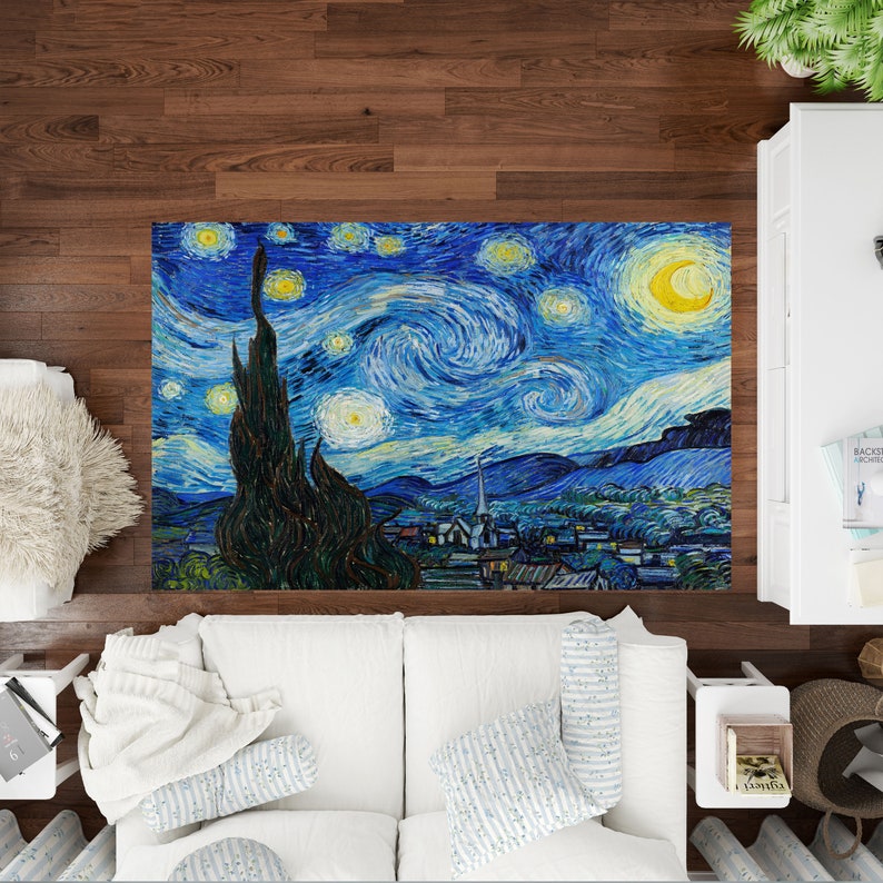 Vincent Van Gogh's the Starry Night Rug, Art Rug, Home Decor, Machine ...