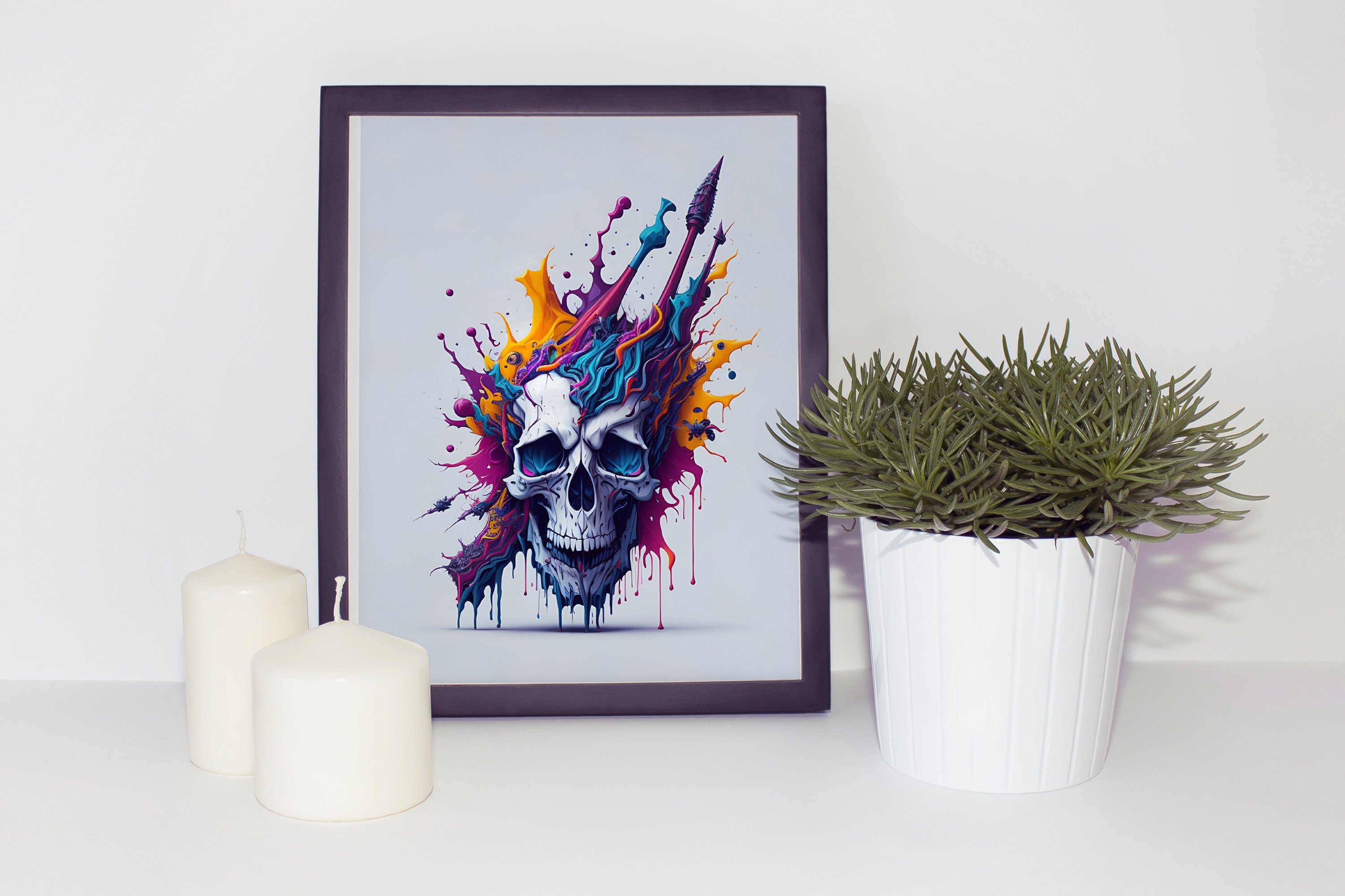 Skull Wall Art, Skull Prints Art, Printable Wall Art, Gothic Art, Skull ...