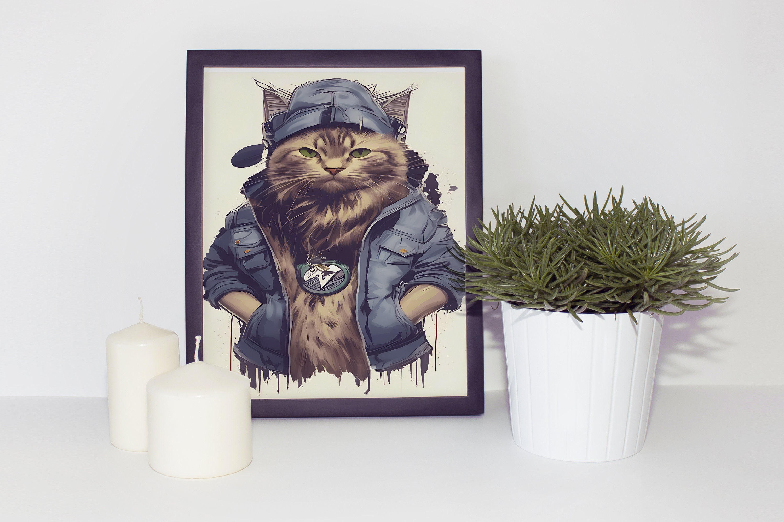 Cat Printable Wall Art, Cool Cat Wall Art, Cat Wall Decor, Printable ...