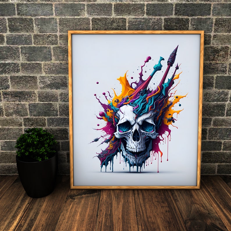 Skull Wall Art, Skull Prints Art, Printable Wall Art, Gothic Art, Skull ...