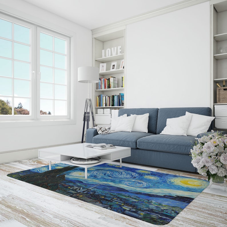 Vincent Van Gogh's the Starry Night Rug, Art Rug, Home Decor, Machine ...