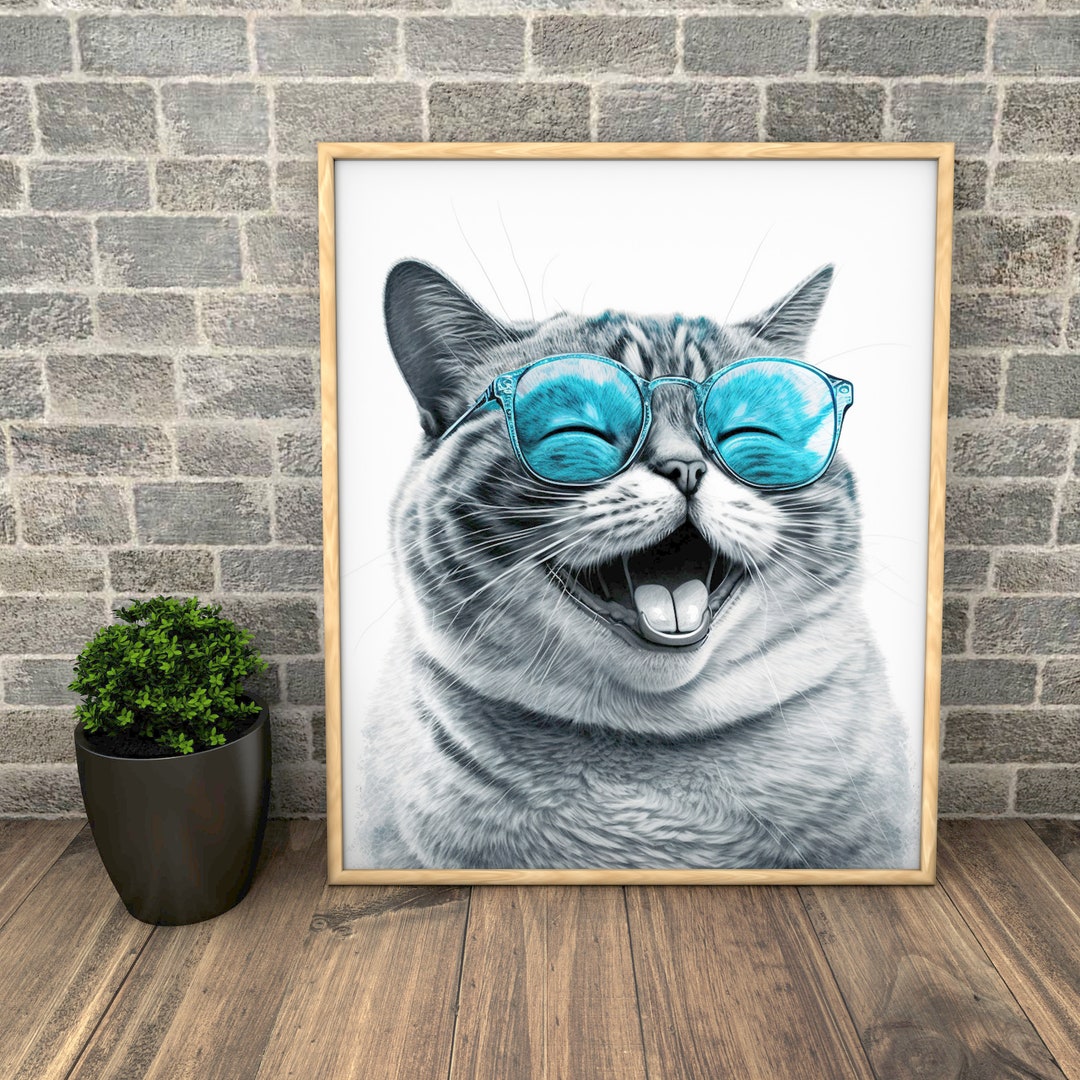 Cat Printable Wall Art, Funny Cat Wall Art, Cat Wall Decor, Printable ...