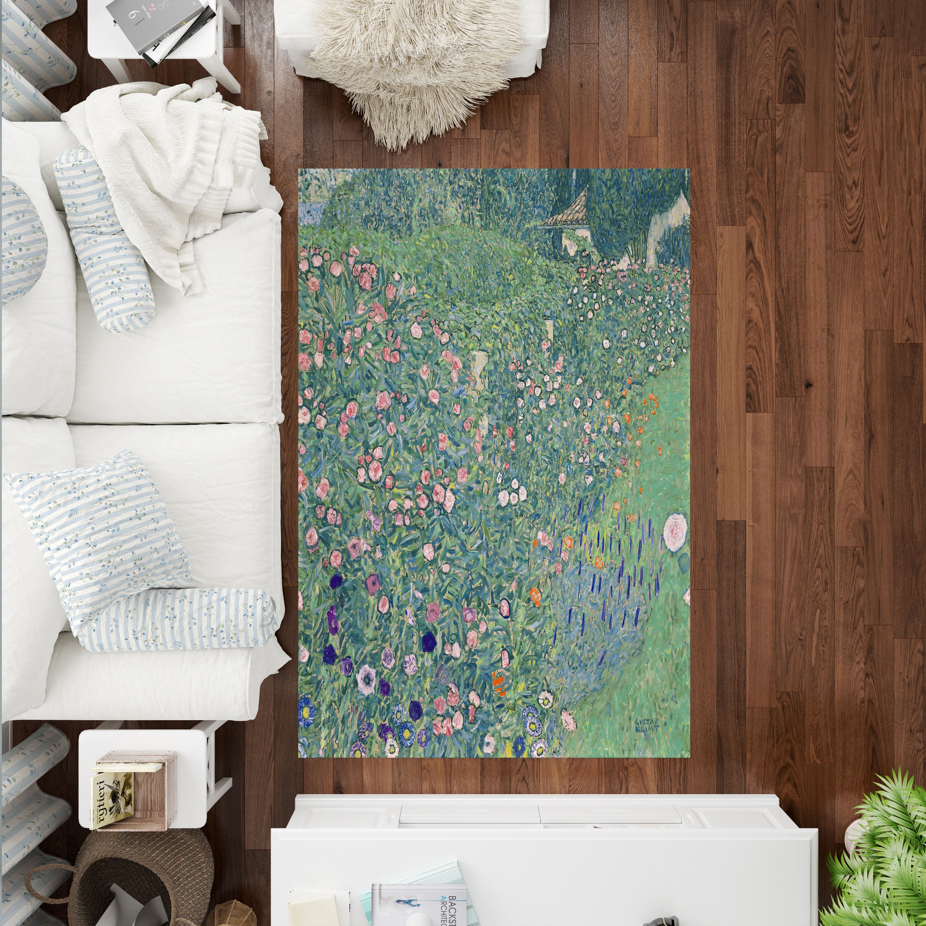 Gustav Klimt Rug, Art Nouveau Italienische Gartenlandschaft, Machine ...