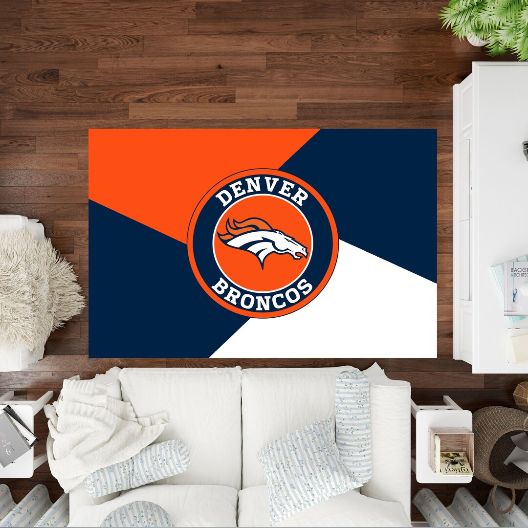 Denver Broncos Rug, Football Sports Decor, Personalized Man Cave Rug - Etsy