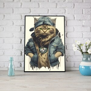 Cat Printable Wall Art, Cool Cat Wall Art, Cat Wall Decor, Printable ...