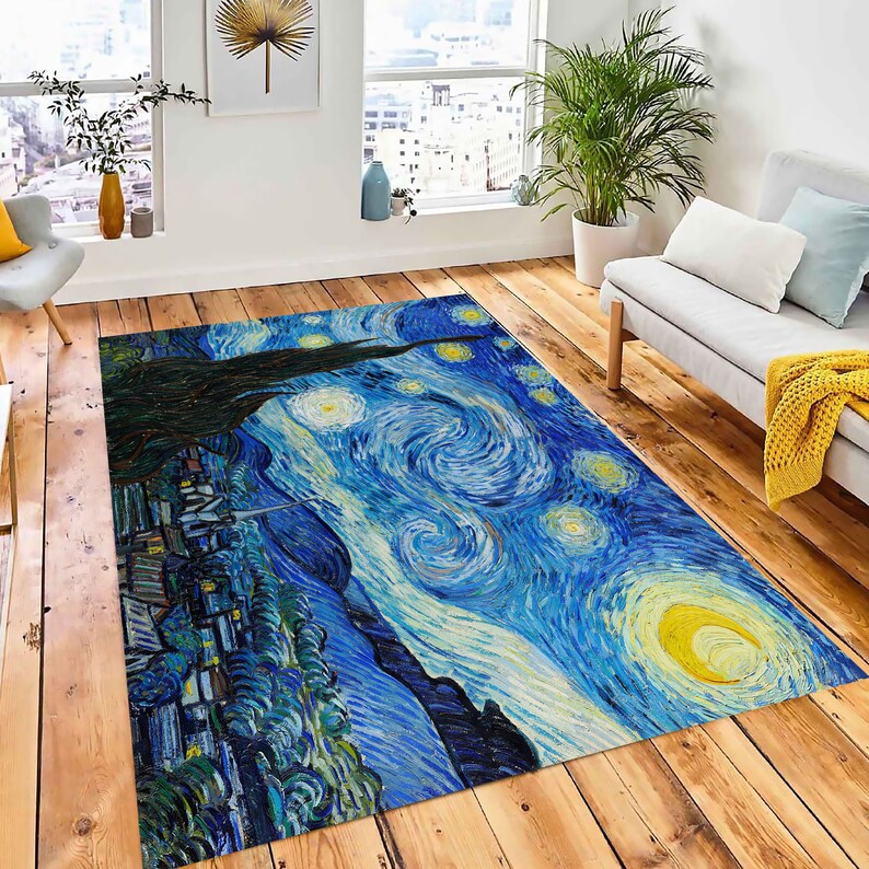 Vincent Van Gogh's the Starry Night Rug, Art Rug, Home Decor, Machine ...