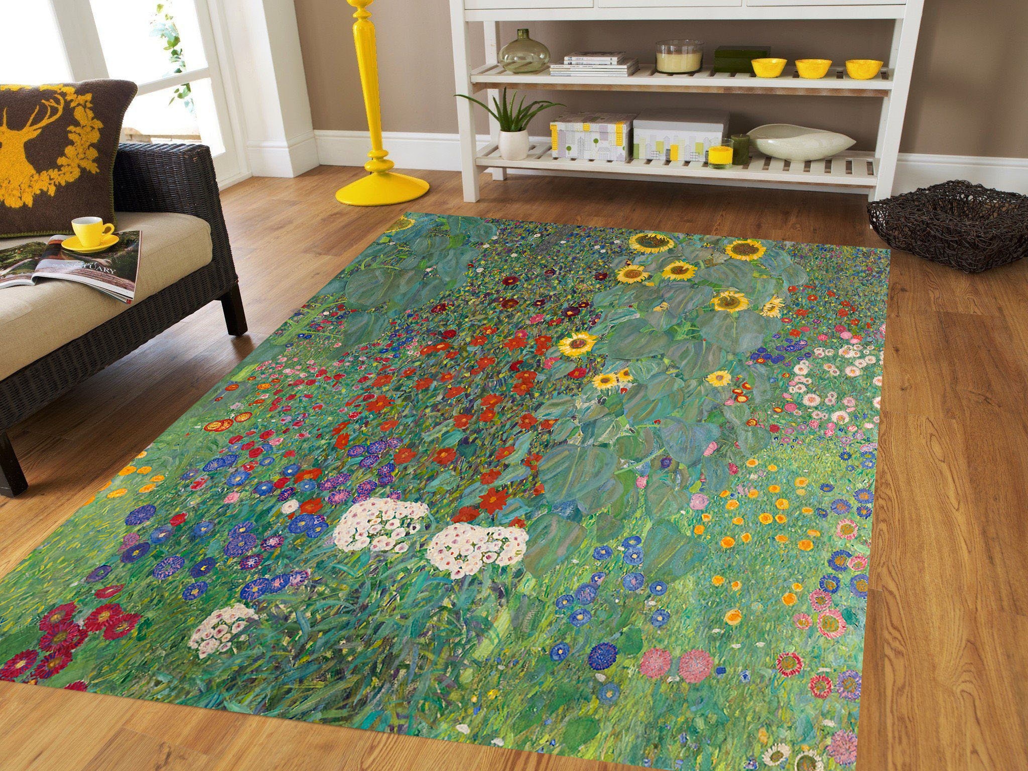 Gustav Klimt's Farm Garden With Sunflowers Rug, Art Nouveau Rug ...