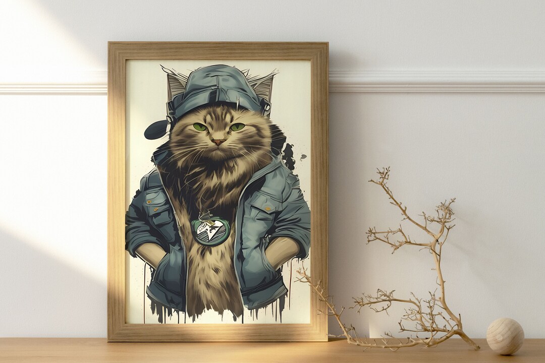 Cat Printable Wall Art, Cool Cat Wall Art, Cat Wall Decor, Printable ...