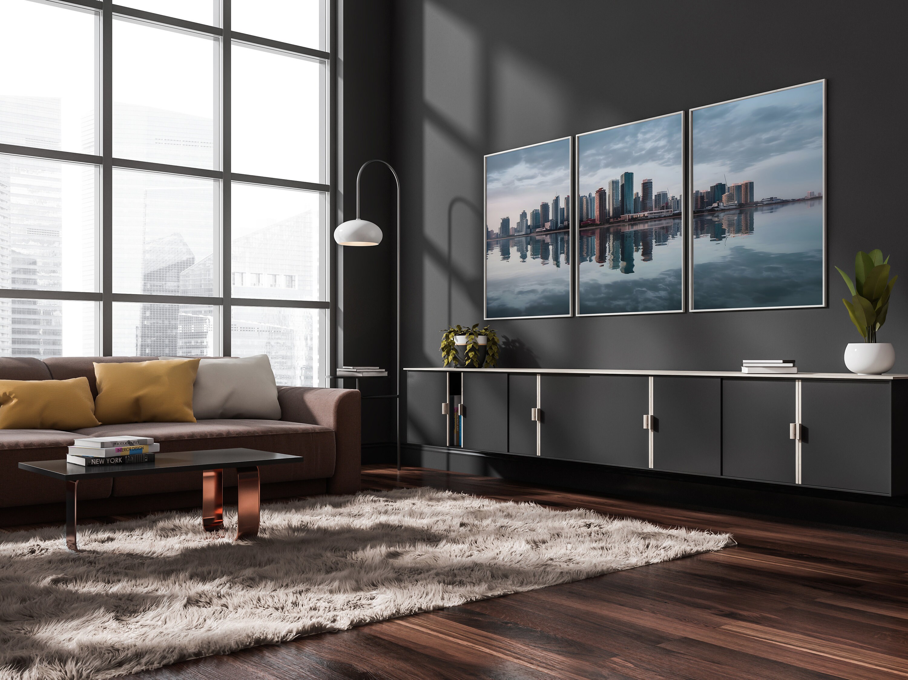 Set of 3 City Skyline Wall Art 3 Piece Cityscape Digital Photography ...