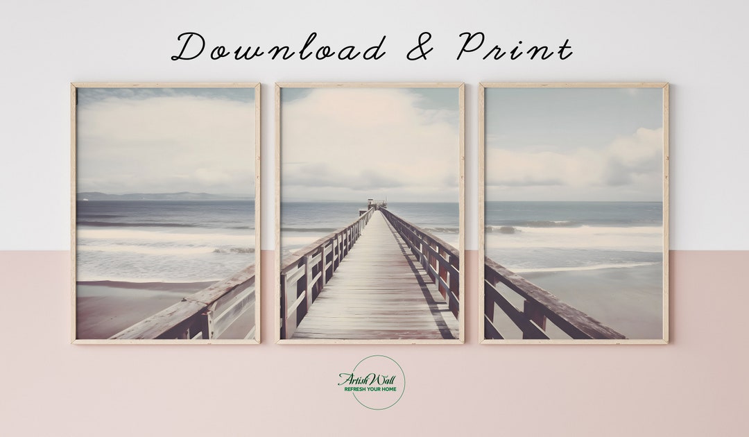 Set of 3 Beach Pontoon Painting Art 3 Piece Pontoon Digital Painting ...