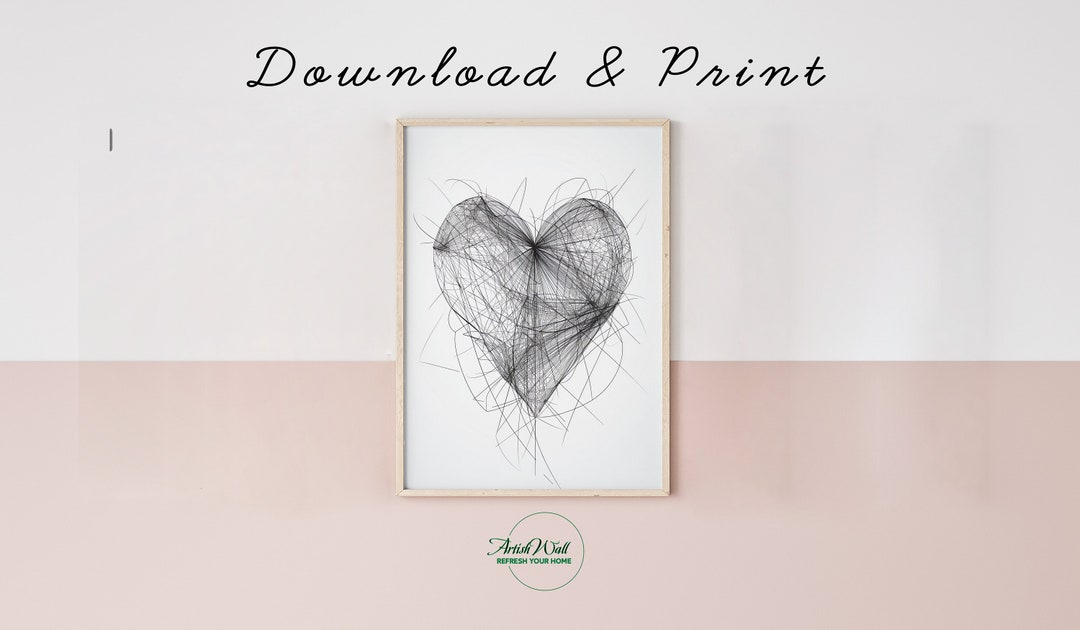 Abstract Heart Line Art Line Art Digital Minimalist Art Wall Art Print ...