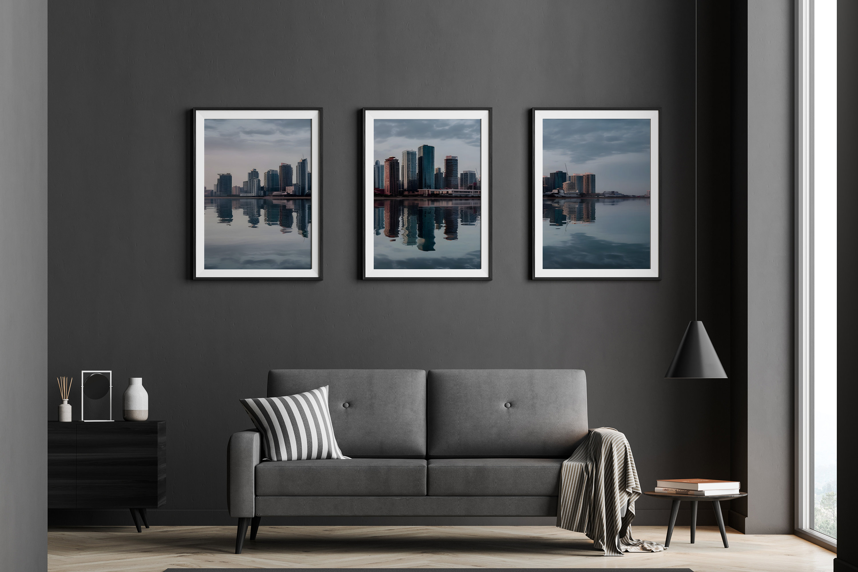 Set of 3 City Skyline Wall Art 3 Piece Cityscape Digital Photography ...