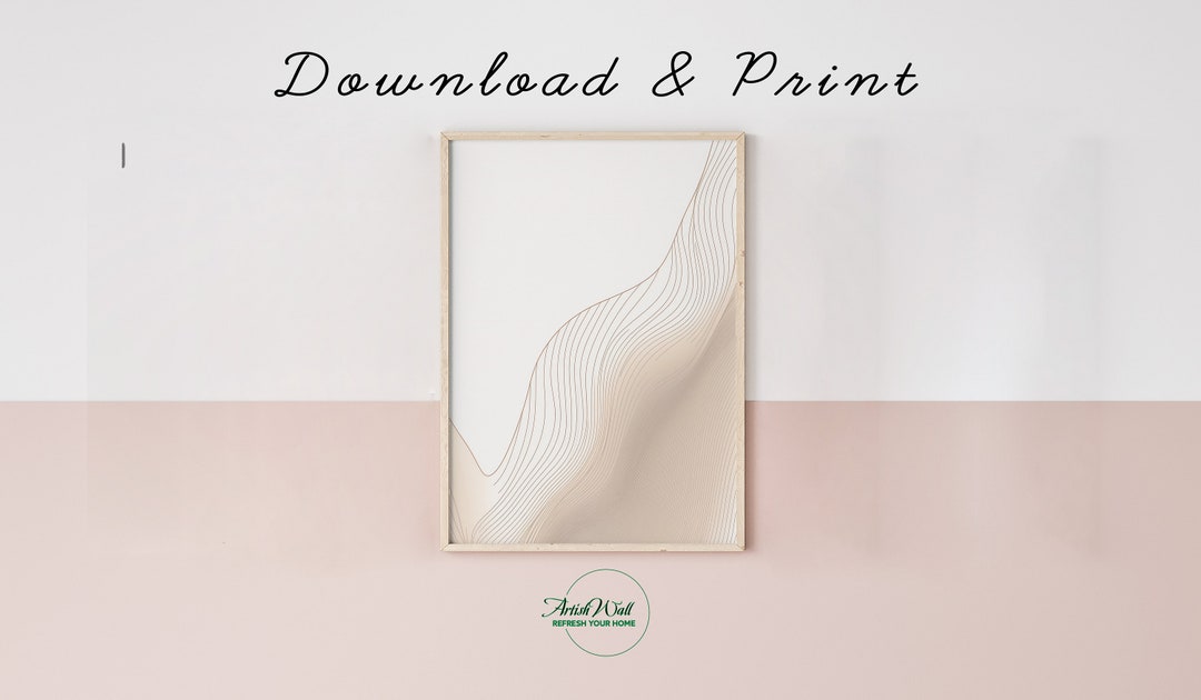 Abstract Beige Line Art Line Art Digital Minimalist Art Wall Art Print ...