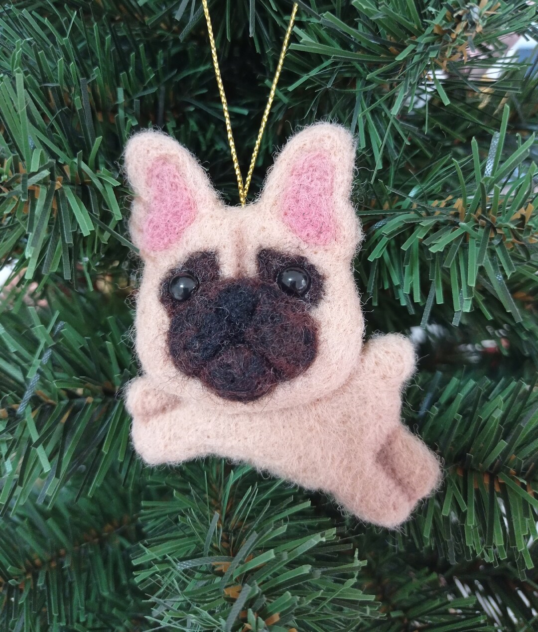 Needle Felted French Bulldog Christmas Tree Ornament, Christmas ...