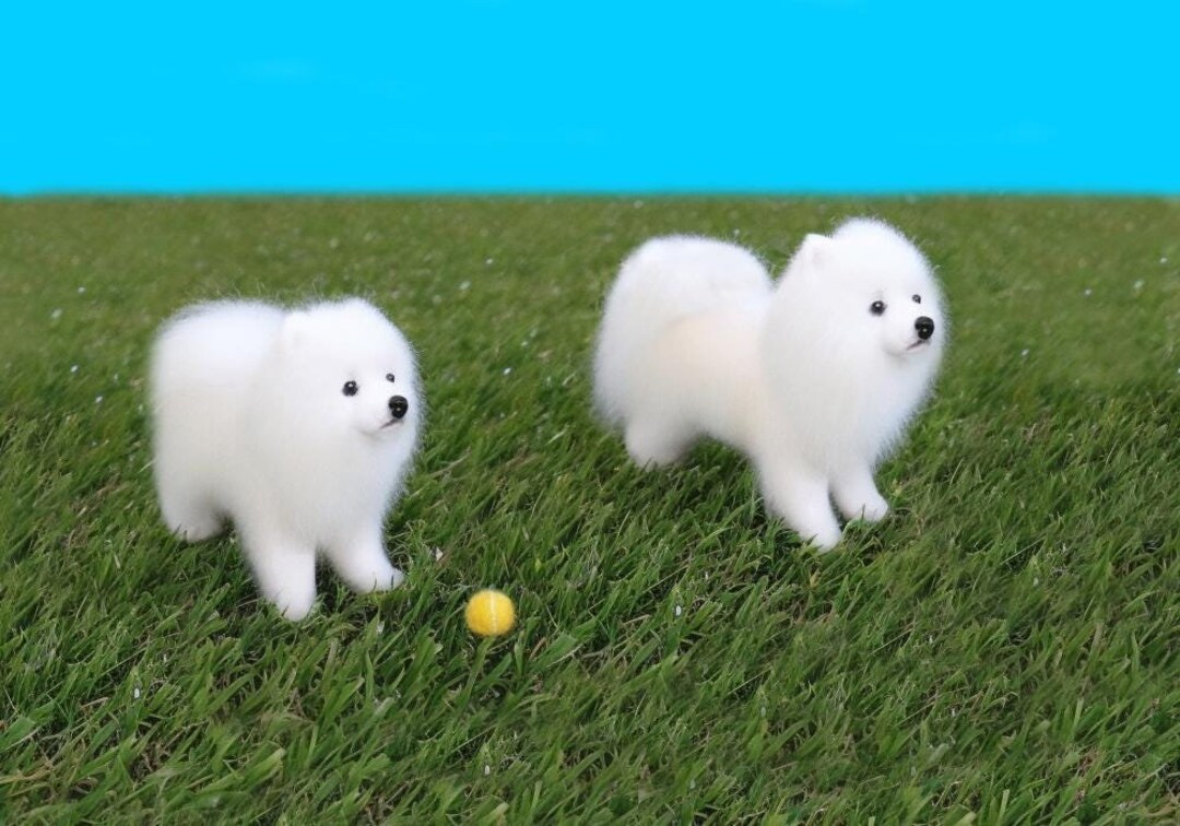 Miniature Samoyed, Dollhouse Little Dog, Samoyed Figurine, Needle ...