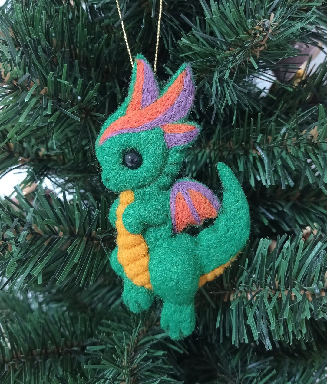 Needle Felted Dragon Christmas Tree Ornament, Handcrafted Holiday Decor ...