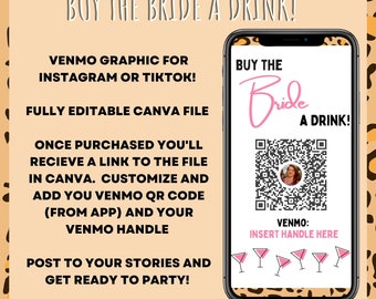 Buy the Bride a Drink - Bachelorette Venmo Story - QR Code - Bach Party ...