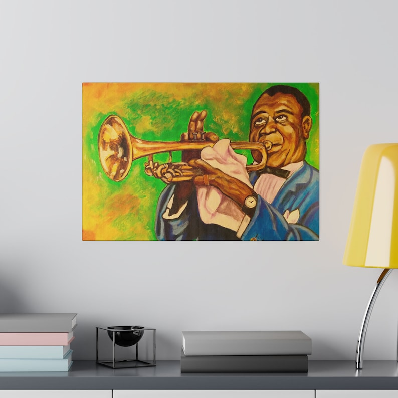 Louie Armstrong Jazz Trumpet Painting Print on Canvas - Etsy